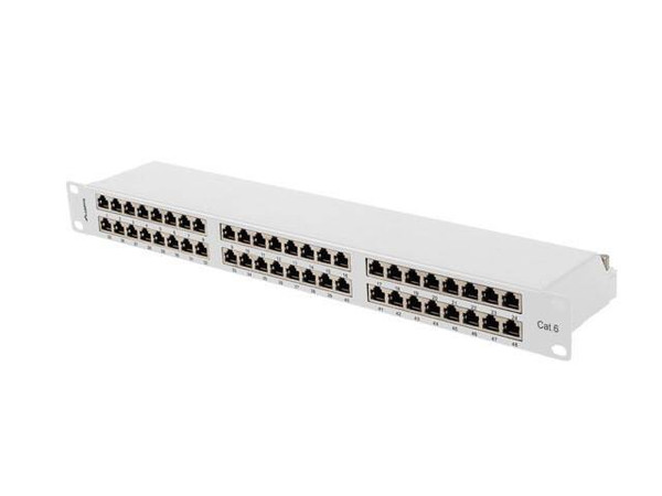 PATCH PANEL 48 PORT 1U 19" KAT.6 FTP EKRANOWANY SZARY LANBERG | IT i ...